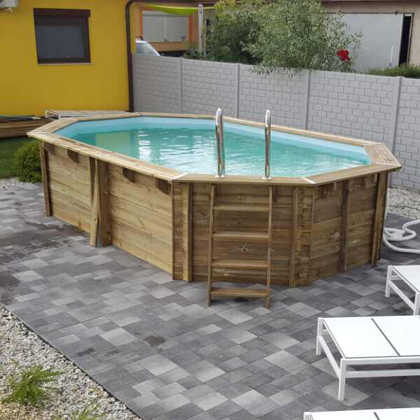 GRE fa medence szett 436 x 336 x 117 cm sokszög - Pool Szaki