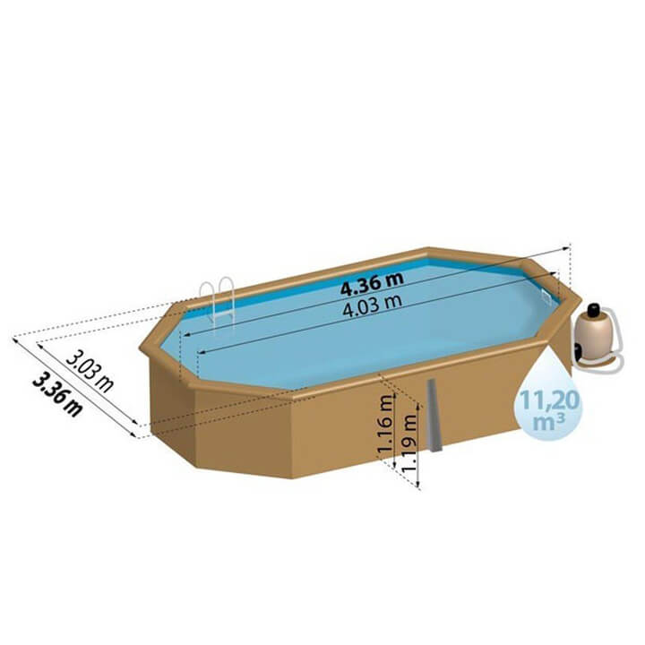 GRE fa medence szett 436 x 336 x 117 cm sokszög - Pool Szaki